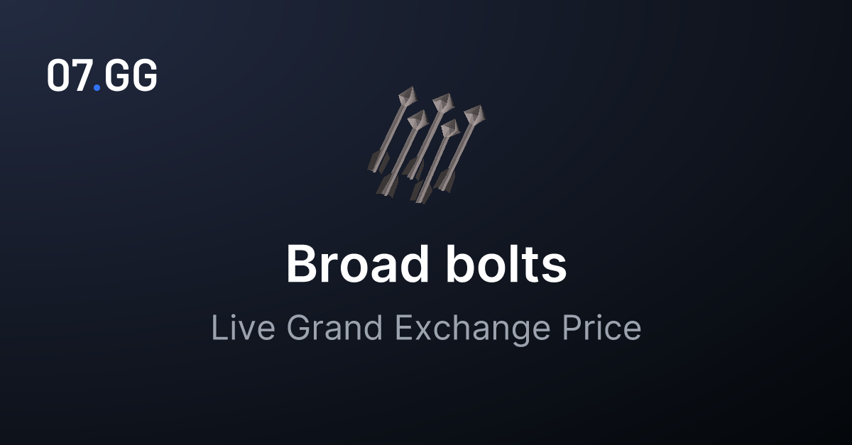 Broad bolts: Live GE Price on OSRS