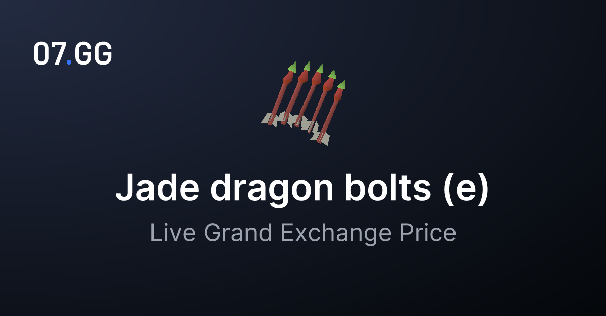 Jade dragon bolts (e): Live GE Price on OSRS