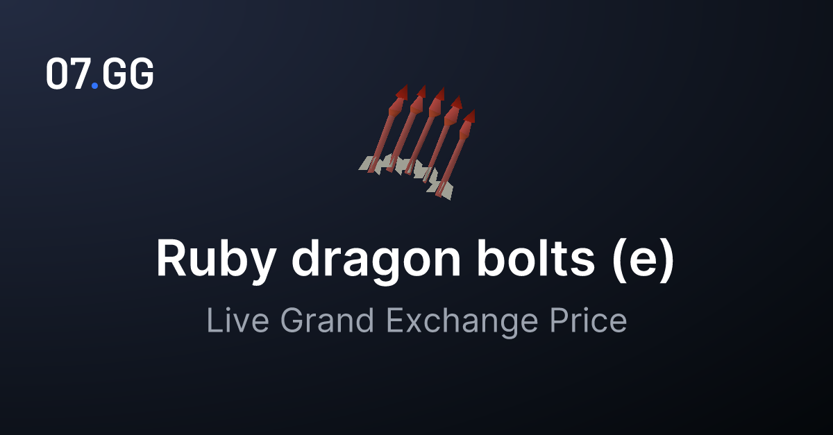 Ruby dragon bolts (e): Live GE Price on OSRS