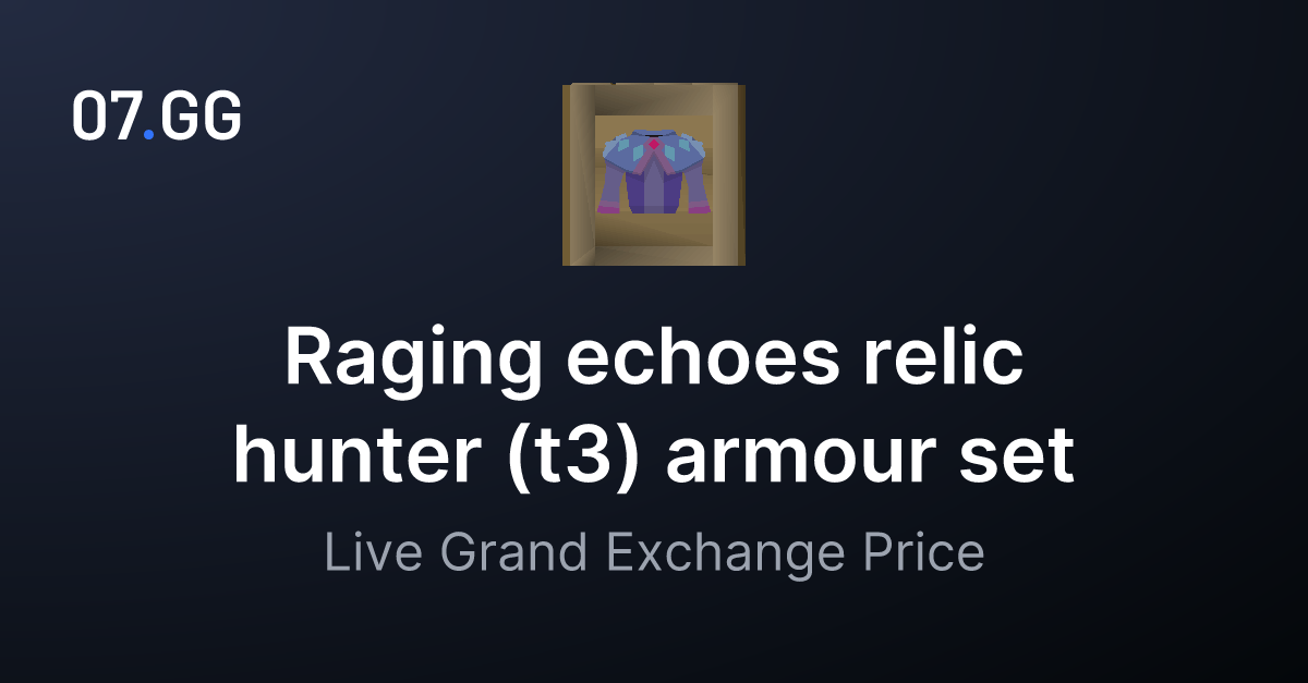 Raging echoes relic hunter (t3) armour set: Live GE Price on OSRS