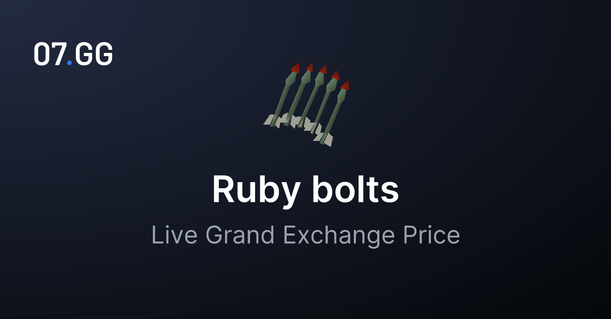 Ruby bolts: Live GE Price on OSRS