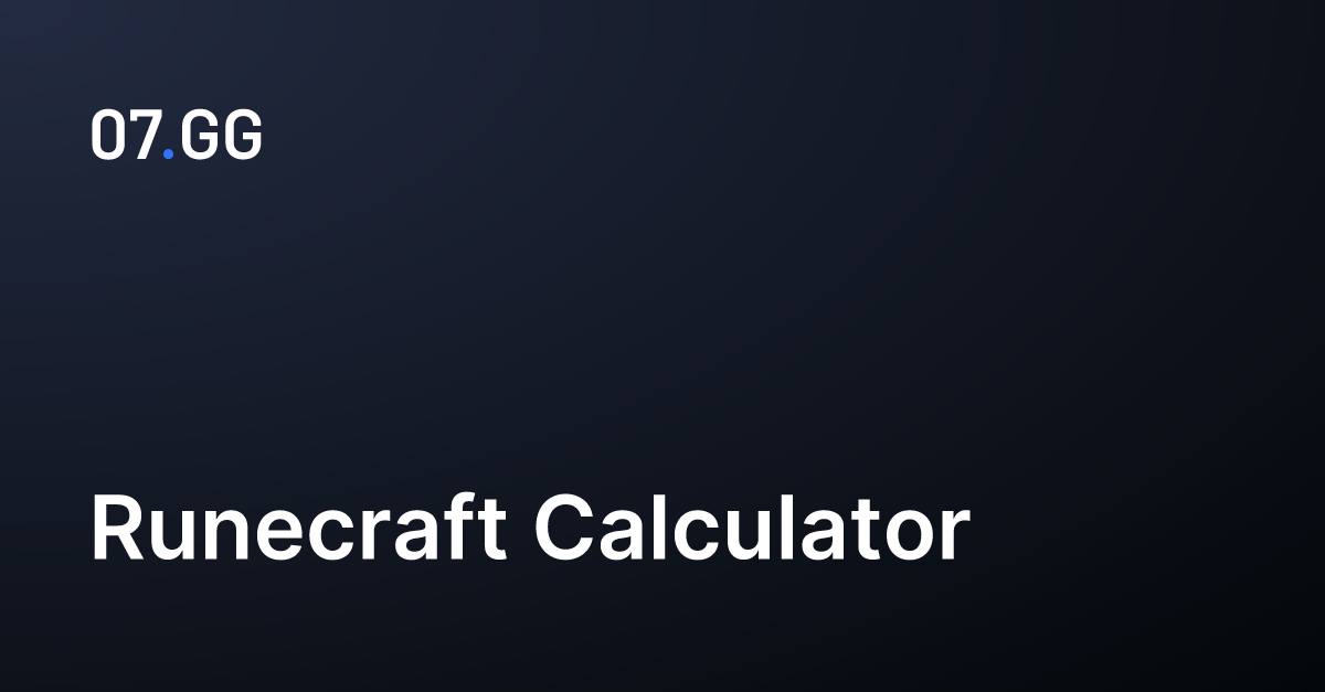 Runecraft Calculator